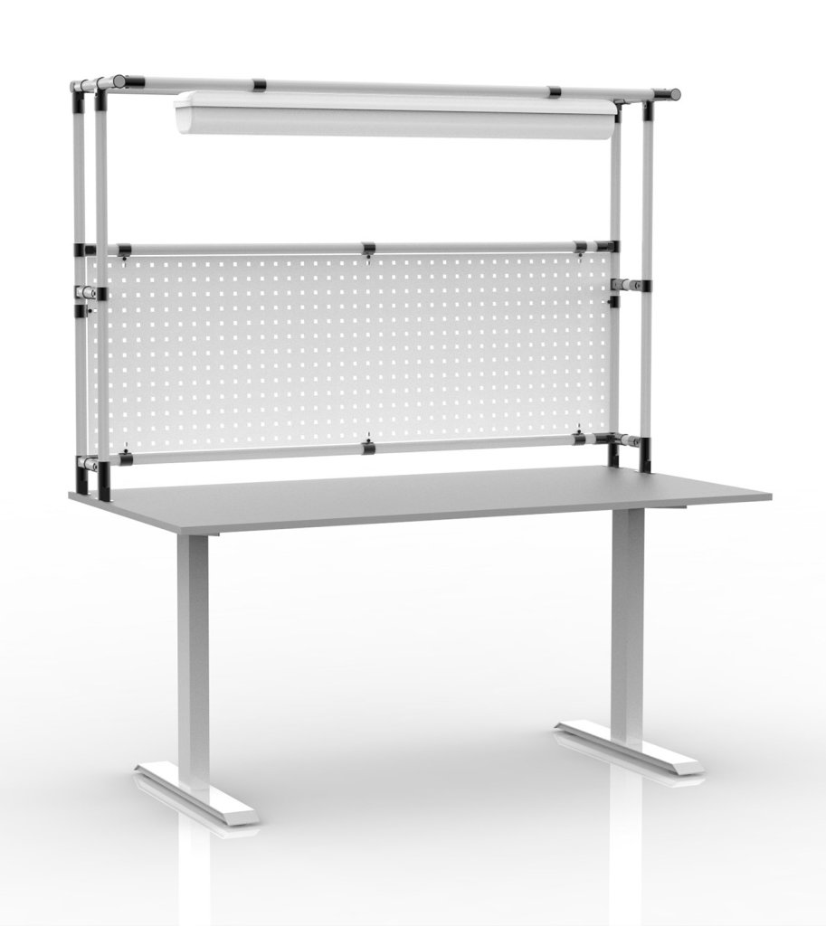 Elektricky výškově stavitelný stůl s nástavbou a perfopanelem 24031130 ...